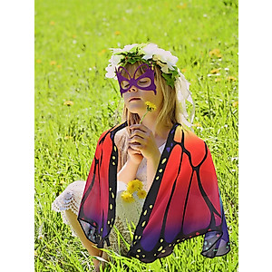 Gejoy 6 Pieces Butterfly Cloak Costume with Mask Antenna Headband for Kids Halloween Party (Colorful Style)