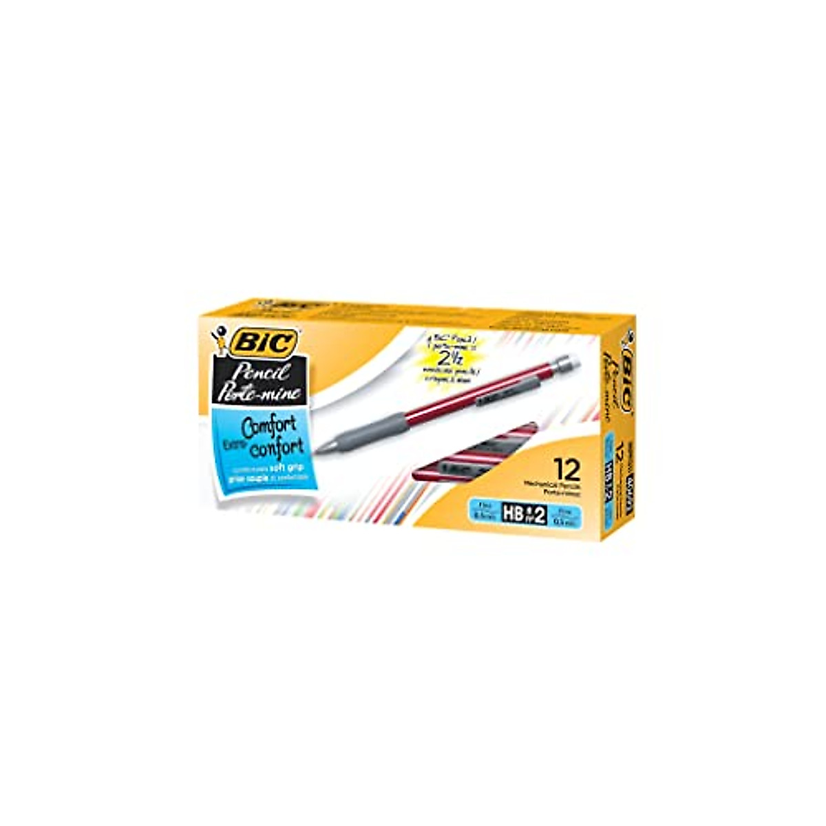 BIC Xtra-Comfort Mechanical Pencil, Medium Point (0.7mm), 12 Count