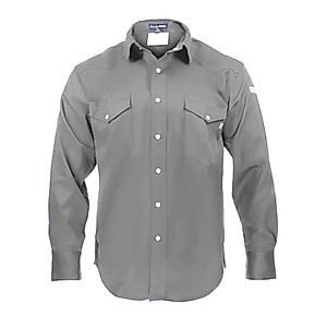 Flame Resistant FR Shirt - 100% C - Light Weight (X-Large, Light Grey)