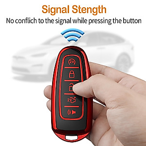 Sindeda for Ford Key Fob Cover with Keychain Soft Full Protection Key Shell Key Case Compatible with Ford C-Max Edge Escape Expedition Explorer Flex Focus Taurus Lincoln MKS MKT MKX Navigator (Red)