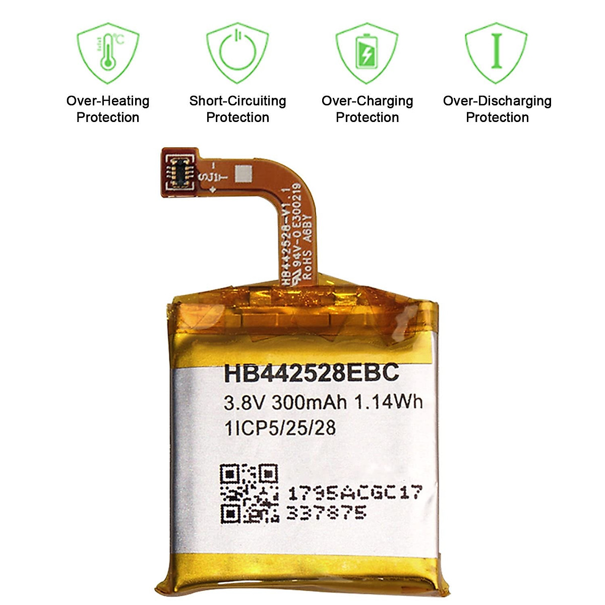 Replacement Battery for Huawei Smart Watch 1st Gen/Watch Gen 1, HB442528EBC Battery with [Set of Screws] and Tool Repair Kit