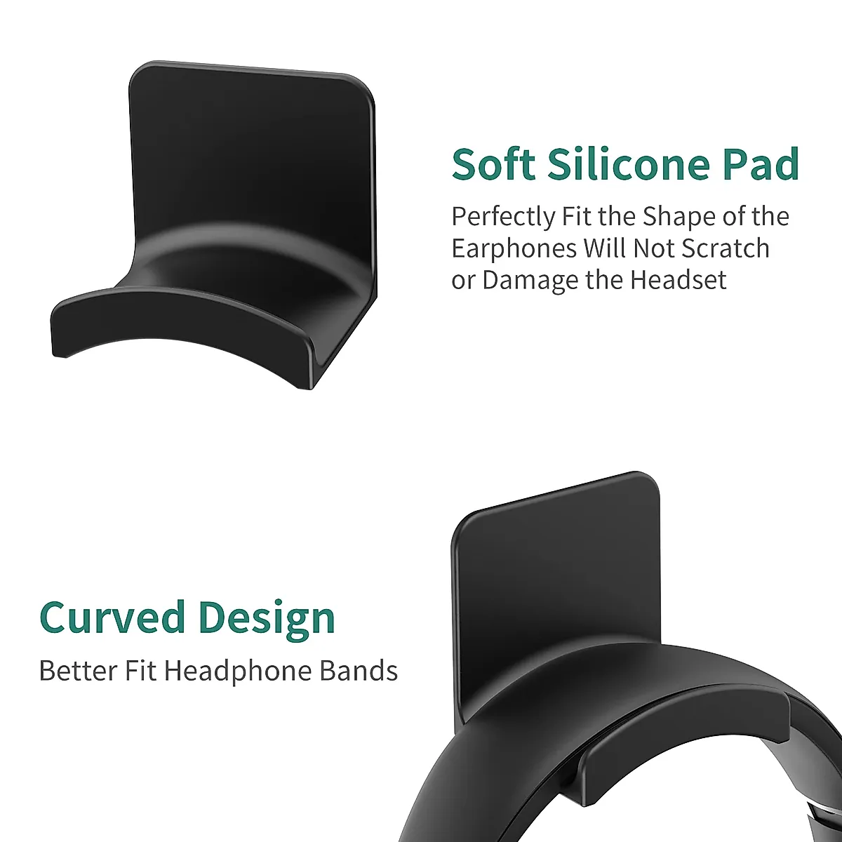HomeMount Headphone Stand Headset Holder - Adhesive Gaming Headphone Hanger Hook Desk Mount for Most Headphone & Controller (Black)