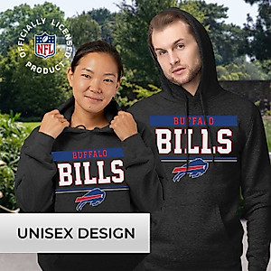 Team Fan Apparel NFL Adult Gameday Charcoal Hooded Sweatshirt - Cotton & Polyester - Stay Warm & Represent Your Team in Style (Buffalo Bills - Charcoal, Adult X-Large)