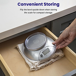 Etekcity Food Kitchen Scale With Bowl, Digital Ounces and Grams for Cooking, Baking, Meal Prep, Dieting, and Weight Loss, 11lb/5kg, Backlit Display