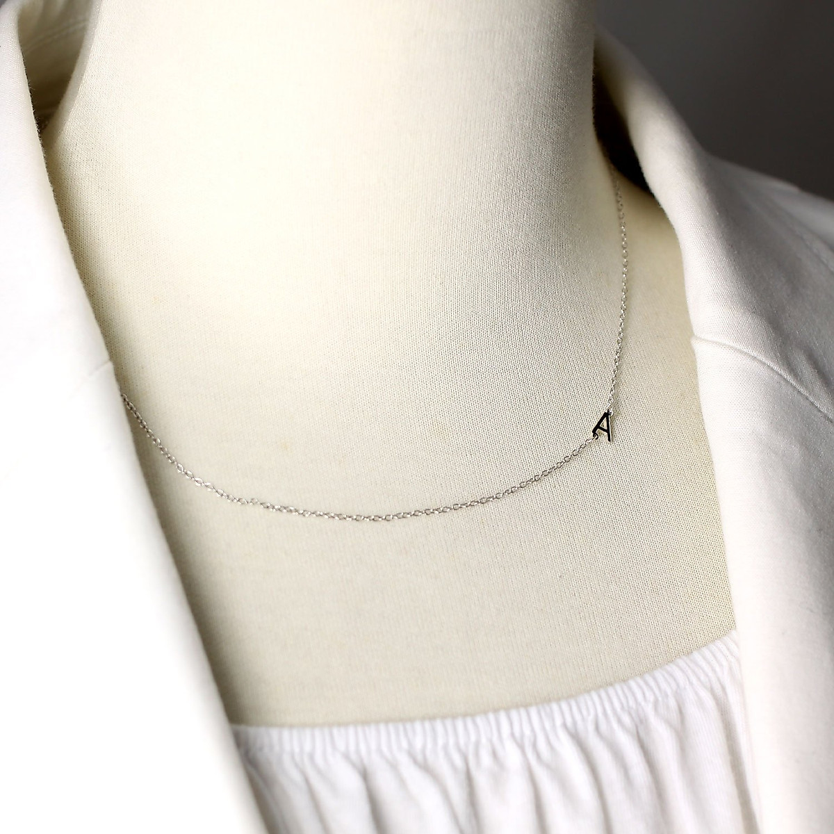 Deidreamers Sterling Silver Side Mini Initial Necklace K