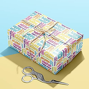 LDGOOAEL Flat Easter Wrapping Paper Sheets-12 Sheets with 4 Easter Paterns, Gift Wrapping Paper for Easter, Birthday, Wedding, Baby Shower Occasions- Pre cut & Folded(19.6" x 27.5“ Per Sheet)…