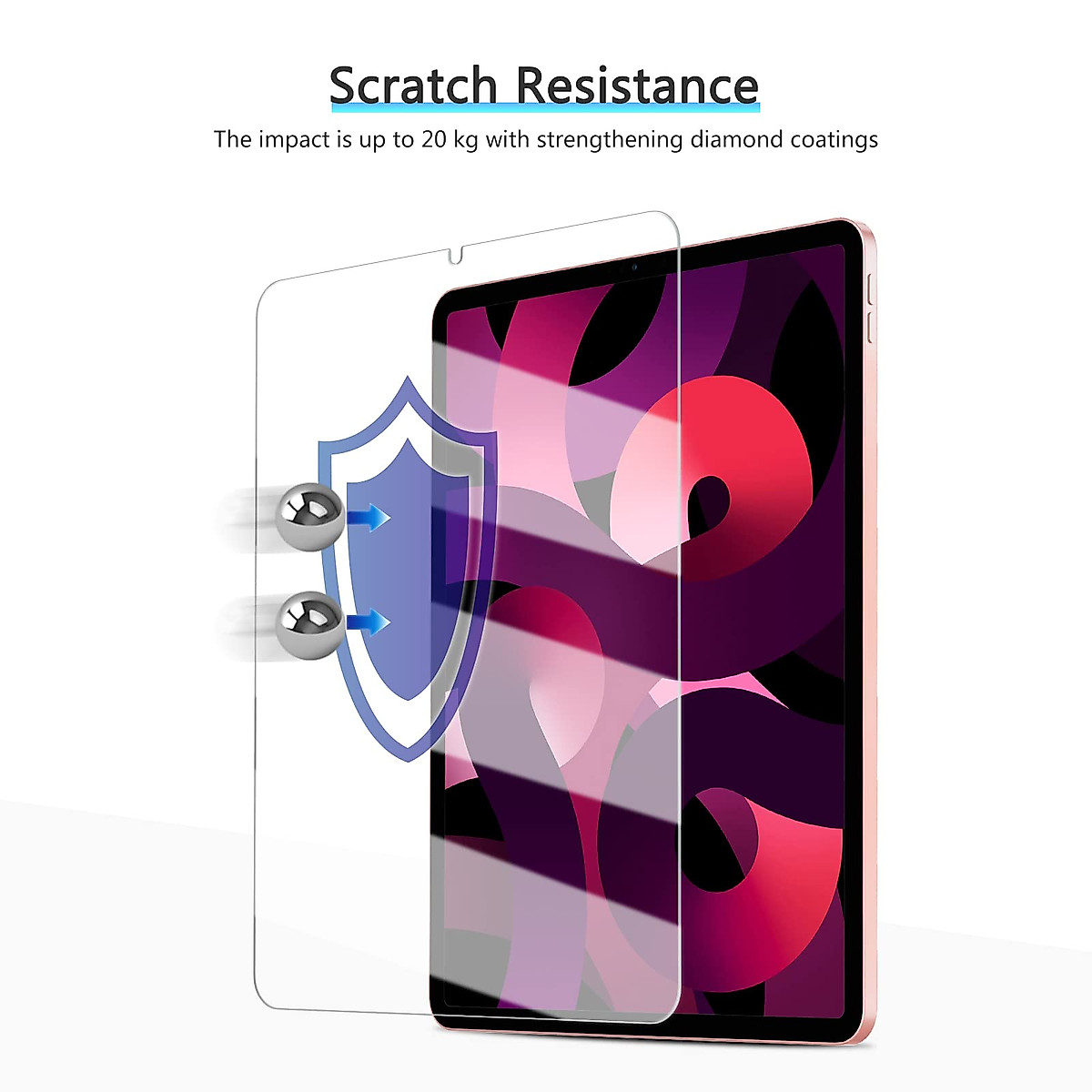 OMOTON [2 Pack] Screen Protector for iPad Air 5th Generation / 4th Generation, Compatible with iPad Air 5 / 4 10.9 Inch [Precise Cutout for Camera] [Work with Apple Pencil]