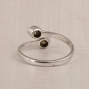 MOONEYE 0.35 CTW Natural Slice Polki Diamond Bypass Women Ring 925 Sterling Silver White Gold Plated (6)