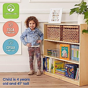 ECR4Kids Classic Bookcase, 36in, Adjustable Bookshelf, Natural