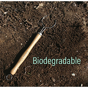 Larga Vitae Wooden Dish Brush Handles Made of Renewable, Biodegradable Bamboo, 3 Replacement Handles for Round 2 in Wide Tampico, Palm, Sisal Hemp, and Other Natural Fiber Bristle Brush Heads (Thin)