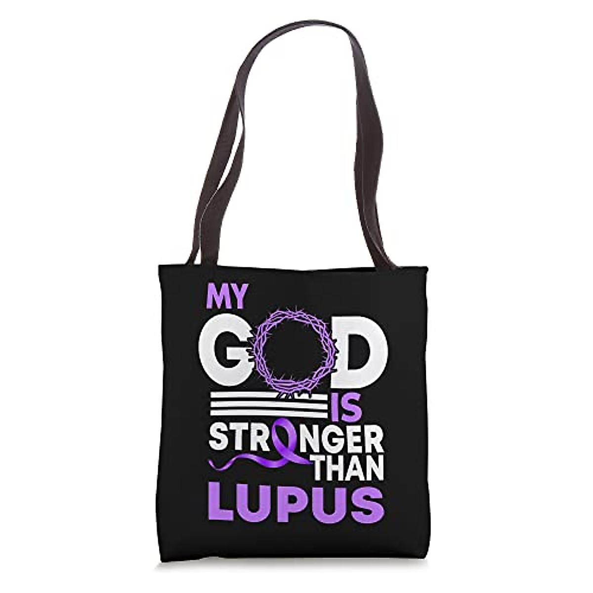 My God Is Stronger Than Lupus Awareness Ribbon Tote Bag