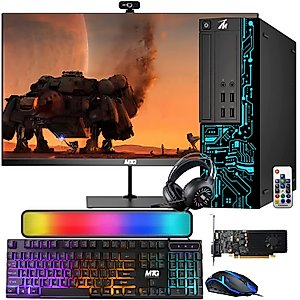 TechMagnet Gaming PC Desktop, Intel Core i7, Siwa 8, GT 1030 4GB DDR4, 16GB RAM, 240GB SSD + 2TB HDD, New MTG 24 Inch Monitor, RGB Kit, Wi-Fi, Windows 10 Pro (Renewed)