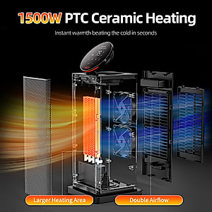 Space Heater,1500W Oscillating Heater for Indoor Use with ECO Thermostat,Remote,4 Modes and 24H Timer, TABYIK Portable Electric Heaters with 6 Protection for Small Room for Office