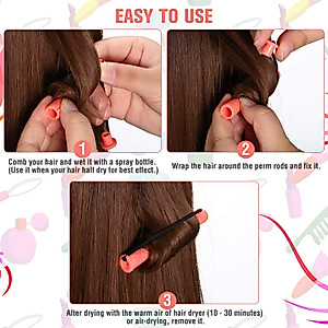 WILLBOND 60 Pcs Perm Rods for Long Hair Plastic Curl Rods Cold Wave Irons Curling Roller for Hair Styling Hairdressing Tools(0.51 Inch,Shell Pink)