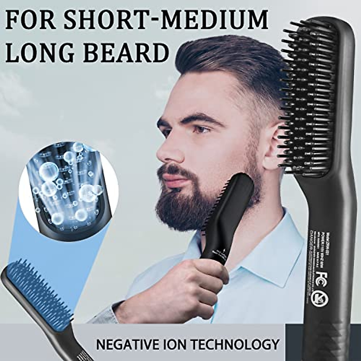 Beard Straightener w/Beard Balm & Beard Growth Oil & Beard Comb & Beard E-Book,Patented Design 3 in 1 Hair Straightener Brush Beard Straightening Comb,Unique Stocking Stuffers Gifts for Men Women Him