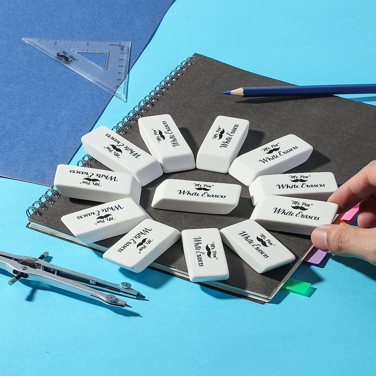 Mr. Pen- Erasers, Pencil Eraser, 12 Pack, White Erasers, Eraser, Erasers for Drawing, Eraser Pencil, Pencil Erasers, Erasers for Kids, Art Erasers for Drawing, Artist Eraser, White Eraser, Art Eraser