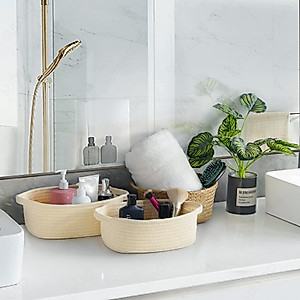 Sunla 5-Piece Storage Basket Set, Natural Rope Woven Baskets for Organizing & Storage, Nursery Storage Baskets, Cute Small Rope Basket Set for Clothes, Foods, Toys (Beige)