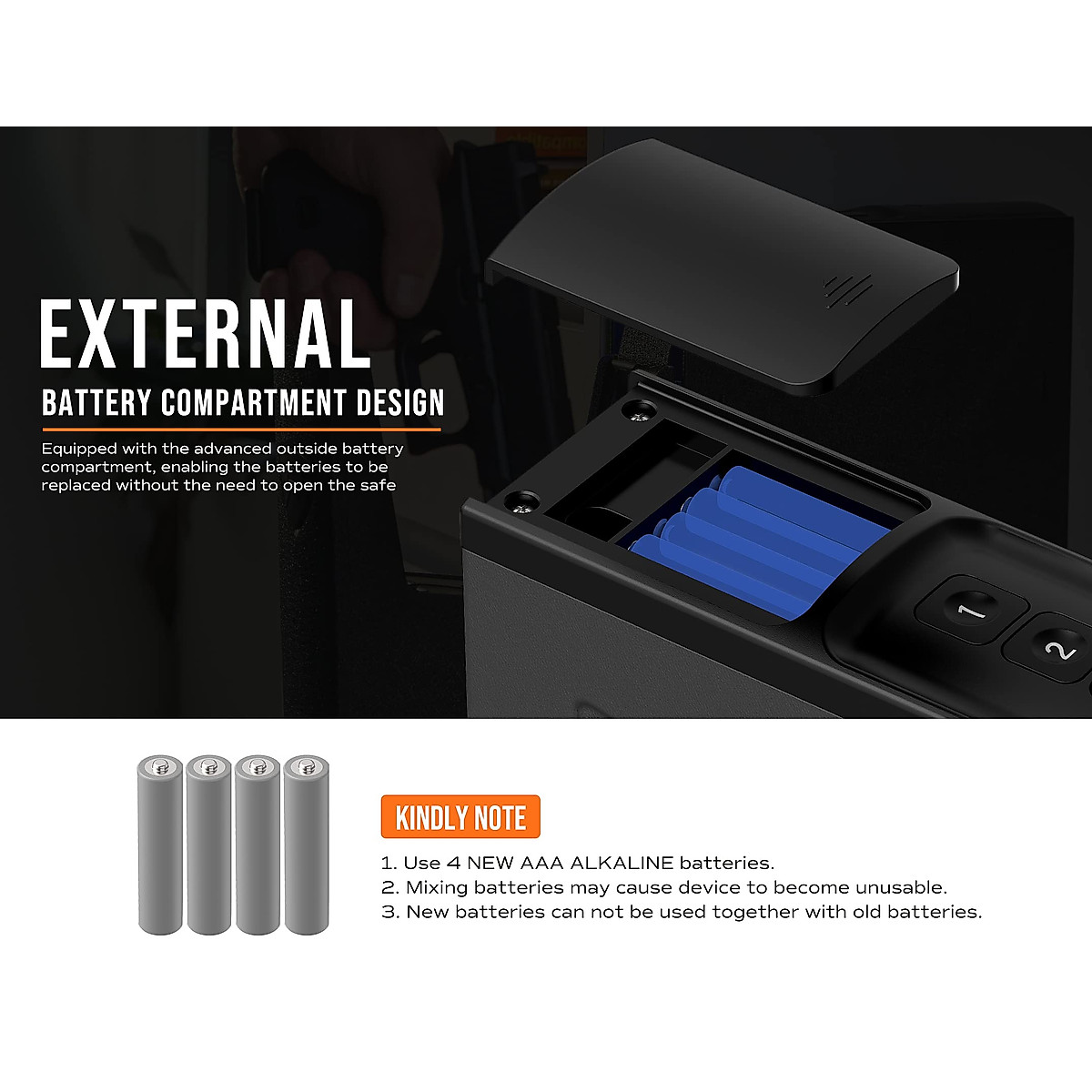 RPNB Gun Safe,Mounted Biometric Nightstand Handgun Safe with Quick Access Sliding Door, Pistol Safes for Wall Bedside Desk Vehicle with the Fingerprint, Keypad, Pistol Holder,Carbon Knight Series