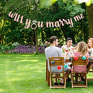 Rose Gold Will You Marry Me Banner - for Proposal Party, Wedding Sign, Bridal Shower, Valentine's Day Garland, Marriage Engagement Party Supplies