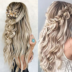 7 Pieces Wedding Hair Pins Gold Leaf Bride Headpiece Pearl Wedding Hair Styling Pins Hair Accessories Flower Hair Accessories for Brides Bridesmaids Girls