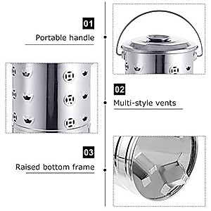 Happyyami 1 Set Metal Garden Incinerator Fire Bin Burning Leaves Barrel Stainless Steel Burn Barrel Incinerator Furnace Burning Bin for Yard Garden