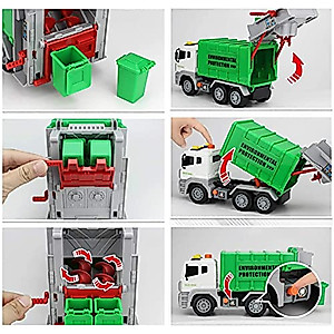 Garbage Truck Toys for Boys & Girls - Trash Truck Toys with Lights & Sounds Includes 4 Toy Garbage Cans, 40 Garbage Recycling Sorting Cards. Educational Toys for Toddlers & Kids Ages 3 4 5 6+
