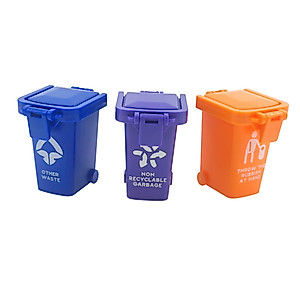 Nuanmu Garbage Can Set 6 Color Small Trash Can ABS Garbage Truck Toys