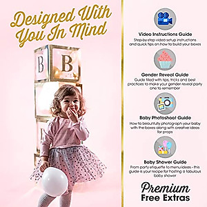 Gold Baby Boxes Gender Reveal Decorations | 79 Pcs | Set of 4 Letter Boxes, Balloons and Baby Letters | Baby Shower Decorations | Gender Reveal Box | Baby Shower Boxes | Its a Boy, Baby Box