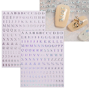 JMEOWIO 9 Sheets Number Letter Nail Art Stickers Decals Self-Adhesive Pegatinas Uñas Colorful Nail Supplies Nail Art Design Decoration Accessories