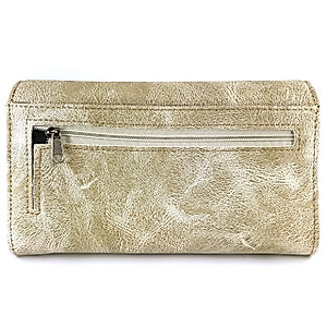 Zelris Design Native Longhorn Cow Skull Cactus Feather Color Crossbody Trifold Wallet (Turquoise)