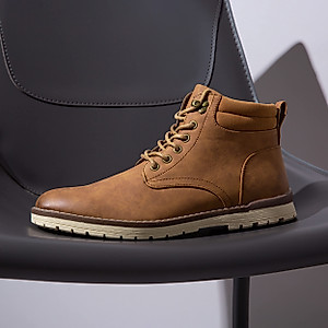 Vostey Men's Hiking Boots waterproof Casual Chukka Boots for Men(BMY670B yellow brown 10)