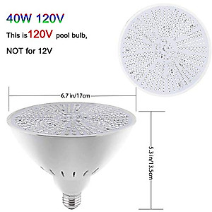 MOSELNY 120V Pool Led Bulb for Inground Swimming Pool 40W Color Changing Led Pool Light with Remote Control Super Bright LED RGB Pool Bulb for Pentair & Hayward Light Fixture E26 Base