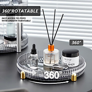 Makeup Perfume Organizer Turntable, SYOUACEND Lazy Susan, 360 Degree Rotating Lazy Susans, Bathroom Vanity Tray, Counter Skincare Organizer Turntable Organizer for Cabinet with Gold Non-Slip Base