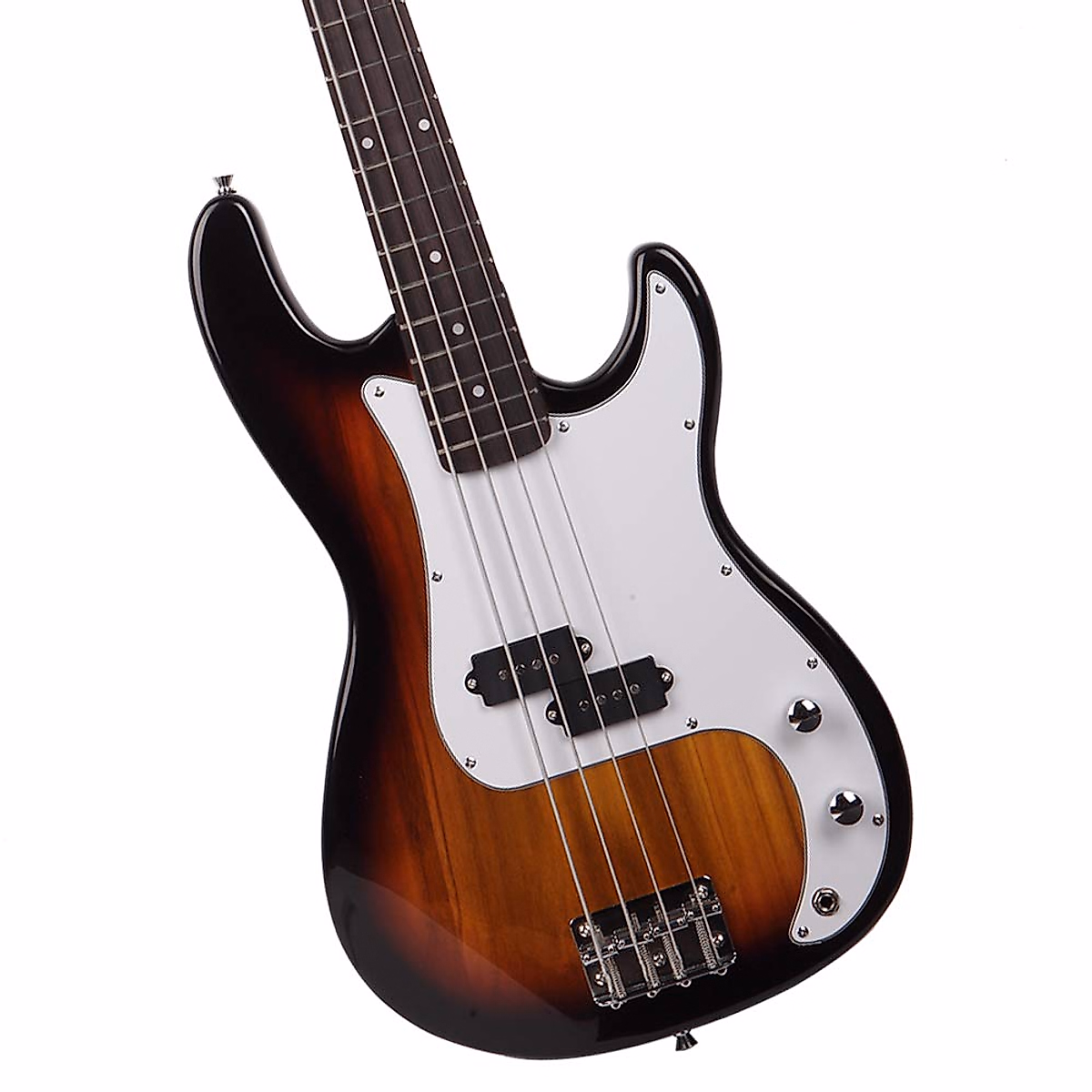 Vasitelan Electric Bass Guitar Full Size 4 String 46 Inch Bass (Brown)