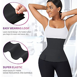 JangBe Waist Trainer for Women with Loop Wrap Around Waist Trainer Plus Size Invisible Workout Waist Trimmer for Gym Black