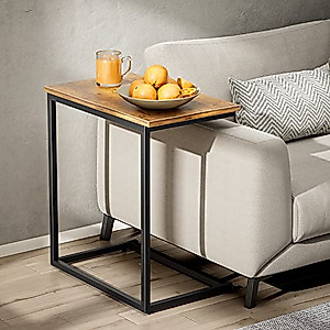 Pipishell C Shaped End Table 27 inches High, Side Table for Couch Slide Under, C Table Sofa Side End Table for Living Room PIET06