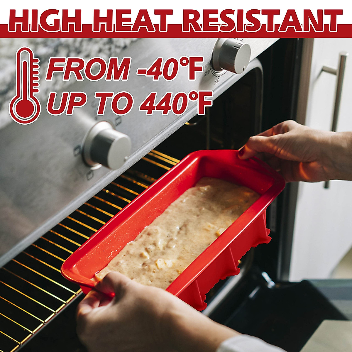 Anaeat Silicone Bread and Loaf Pans Set of 2, Non-stick loaf pans - Just PoP Out! Flexible Silicone Baking Molds for Homemade Breads, Cakes, Meatloaf, Brownies, BPA Free & Oven Safe & Dishwasher Safe