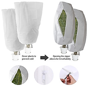 Alpurple 6 Packs Winter Zipper Plant Covers - 47" X 31.5" Warm Plant Protection Cover Bags, Frost Cloth Blanket Protecting Fruit Tree Potted Plants from Freezing Animals Eating