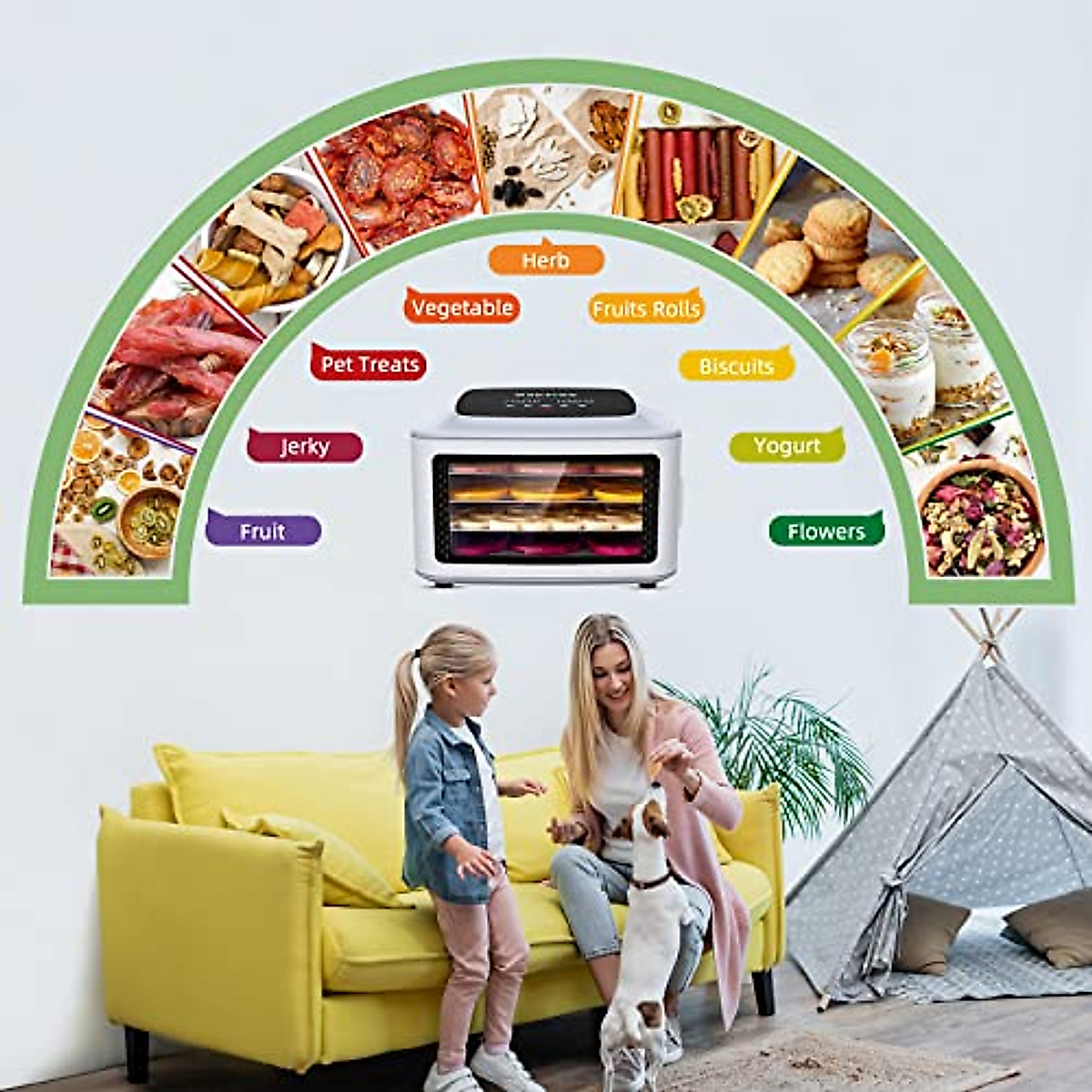 Septree Food Dehydrator 4 Stainless Steel Trays Food Dryer Machine with Digital Timer, Temperature Control and Safety Over Heat Protection for Jerky Herbs Fruit Veggies Snacks