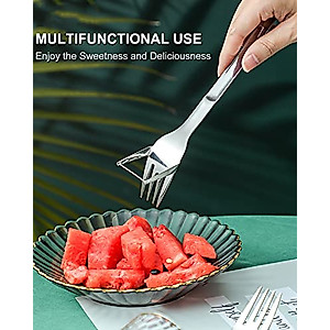 Watermelon Slicer Cutter, 2-in-1 Watermelon Fork Slicer, Stainless Steel Cutting Fork Artifact, Fruit Watermelon Carving and Cutting for Home Party (1)