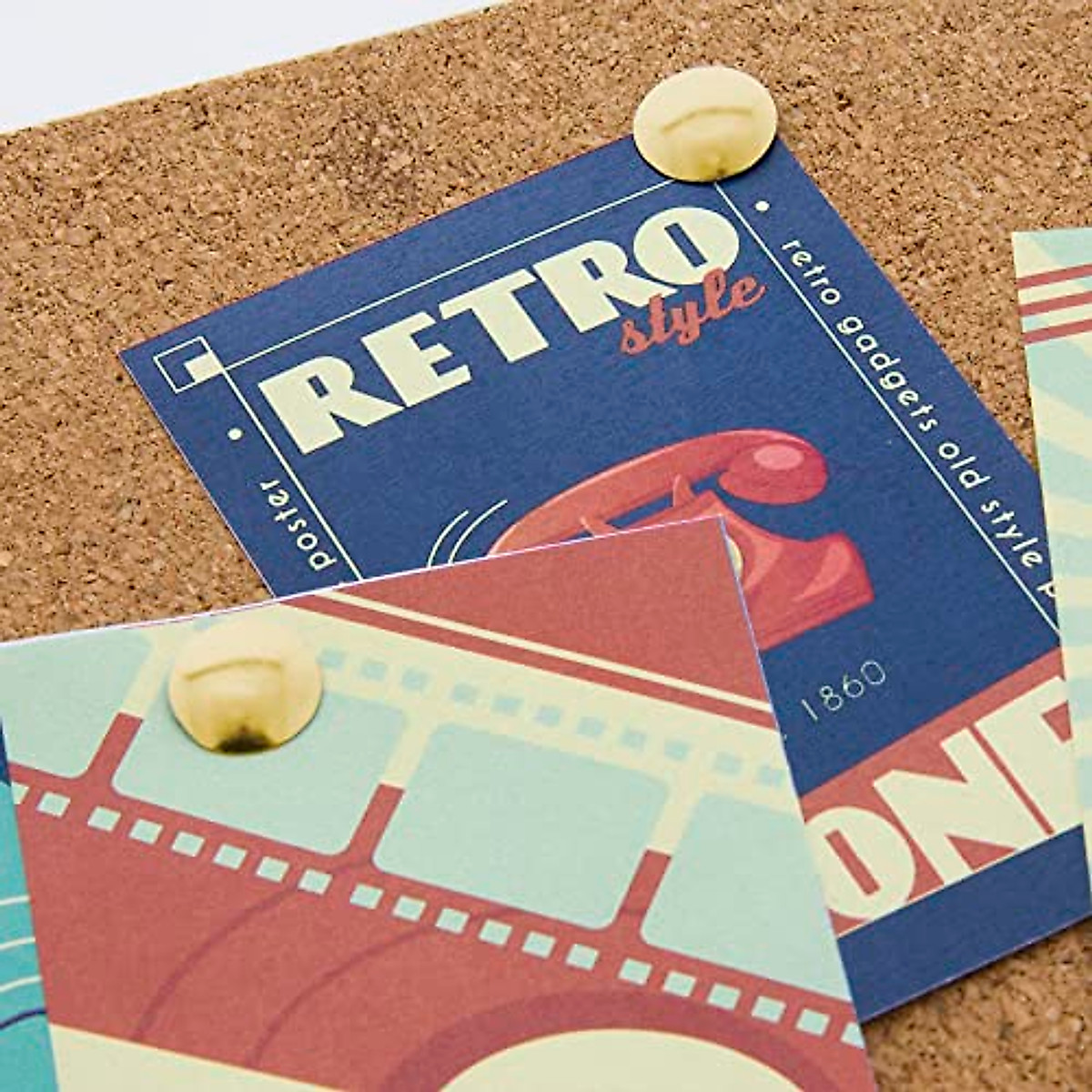 BAZIC Push Pins, Gold Metallic Flat Head Steel Point Thumb Tacks Pin for Cork Bulletin Board Map Posters Picture Office School (200/pack), 1-Pack