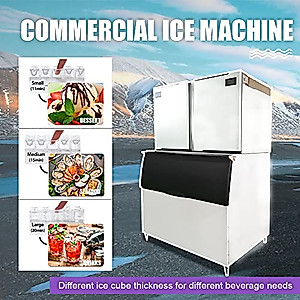 HPDAVV Commercial Ice Maker 2000lbs/24H 220V 1003lbs Ice Storage Capacity Automatic Cleaning Ice Machine Professional Refrigeration Equipment
