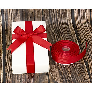 ATRBB 25 Yards 1 Inch Solid Grosgrain Ribbon Roll for Gift Wrapping DIY Hair Accessories (Red)