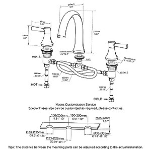 Wowkk Roman Tub Faucet Deck Mount Tub Filler 2 Handles Brushed Gold Bathtub Faucets Brass Bathroom Faucet