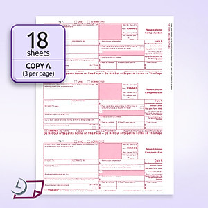 NextDayLabels - 1099-NEC Forms for 2024, 4-Part Tax Forms, Vendor Kit of 50 Laser Forms and 50 Self-Seal Envelopes, Forms Designed for QuickBooks, TFP and Other Accounting Software