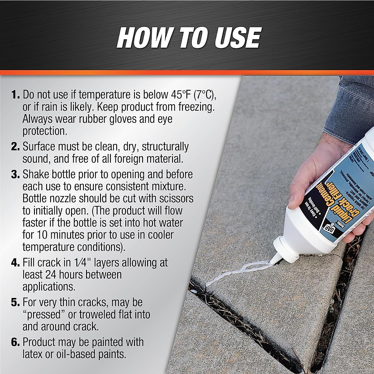 DAP 37584 Liquid Cement Crack Filler, 1 quart, Gray