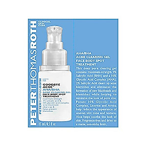 Peter Thomas Roth | Goodbye Acne AHA/BHA Acne Clearing Gel | Face Body Spot Treatment, Maximum-Strength Acne Spot Treatment for Blemishes and Pores