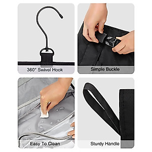 Relavel Travel Toiletry Bag for Men, Hanging Toiletry Bag for Women Makeup Cosmetic Storage Organizer Large Capacity Travel Kit Shaving Bag for Full Sized Container Black