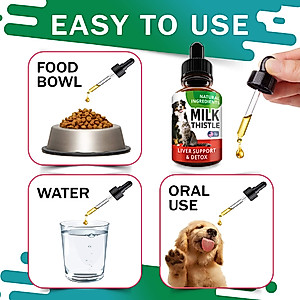 Liver Support Supplement for Dogs & Cats - Milk Thistle Liver Support - Canine Hepatic Care - Cat & Dog Liver Cleanse - Max Effect Liquid Drops