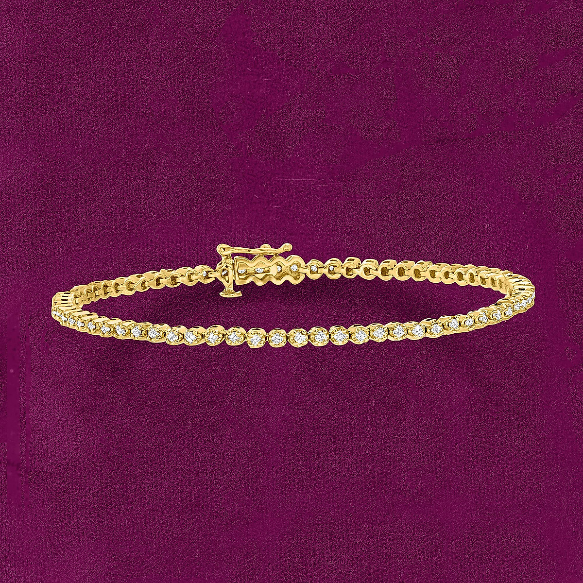 Ross-Simons 1.00 ct. t.w. Diamond Tennis Bracelet in 18kt Gold Over Sterling. 7 inches